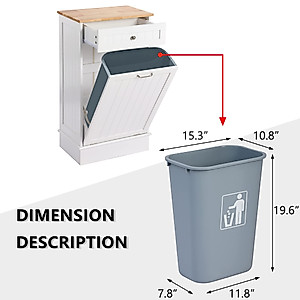 LOUVIXA Tilt Out Trash Bin Cabinet Dog Proof Trash Can Holder Kitchen Island with Garbage Bin or Tilt Out Laundry Hamper (White)