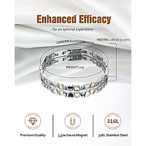 Jecanori Magnetic Bracelet for Women,Titanium Steel Brazaletes Jewelry Gifts with Adjustable Tool(Braveheart Series) Magnetic Field Therapy
