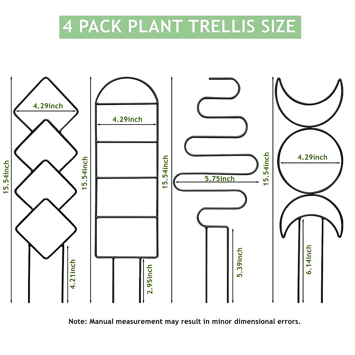 4 Pcs Plant Trellis for Climbing Plants Indoor, Small Trellis for Potted Plants,Indoor Plant Trellis for Potted Plants Support Black Garden Trellis for Hoya,Pothos,Flower,Monstera (4PCS Black)