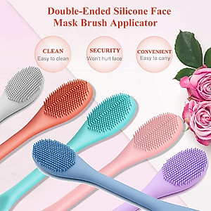 REVEX Silicone Face Mask Applicator,Face Scrubber,2Pcs Mask Applicator Tool for Facial Mud,Facial Cleansing Brushes with Bristles for Makeup Skincare Removal.(Pink+Gray)
