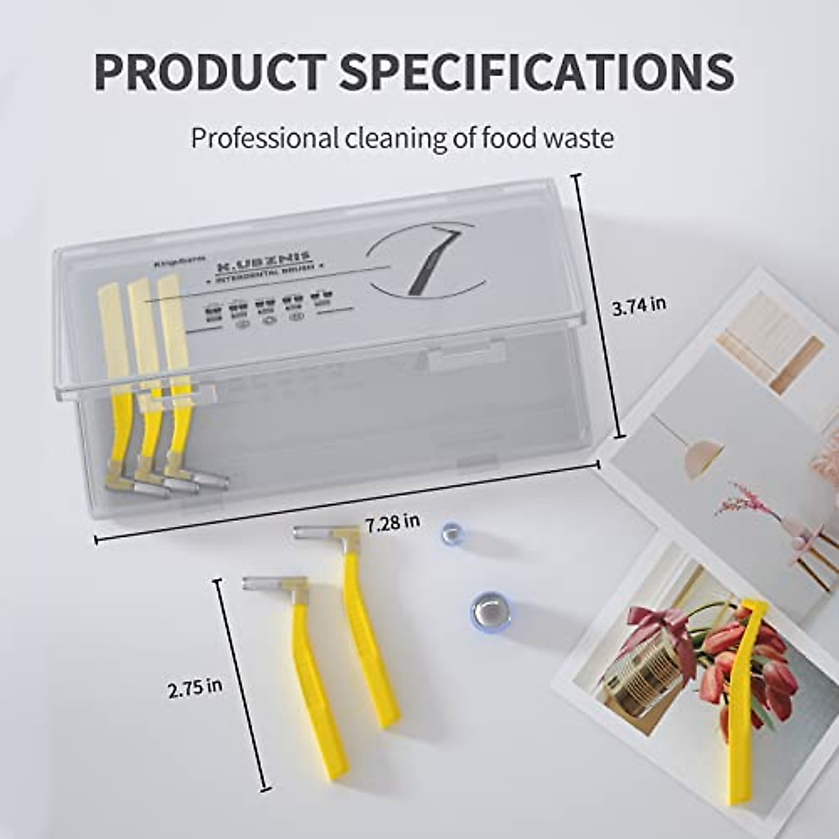 OUMJCING Interdental Brush, Angle Dental Brush Cleaner Toothpick Flossing Head Tooth Cleaning Tool with Portable Case for Tooth Cleaning (Micro Tight Teeth)