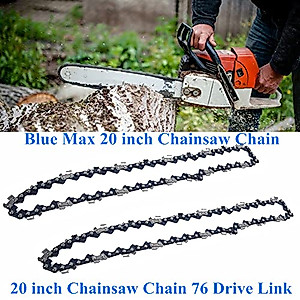 AILEETE 2-Packs 20 inch Chainsaw Chain .325" Pitch - .058" Gauge - 76 Drive Links for Husqvarna Stihl Poulan Craftsman Chainsaws, Fits Blue Max Models 53543 8901 8902 52209