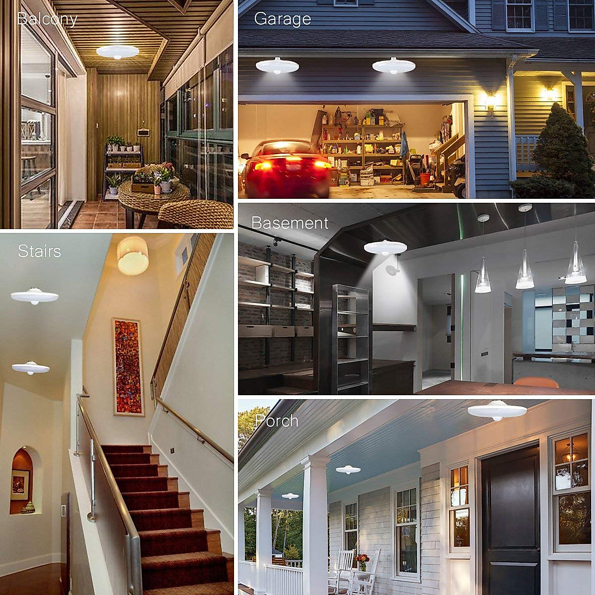 Motion Sensor Light Bulbs, 18W (150W Equivalent) E26 1500LM Motion Detector Dusk to Dawn LED Ceiling Light Bulb Automatic On Off Led Bulb for Garage, Porch, Basement, Hallway, Frontdoor - Cool White