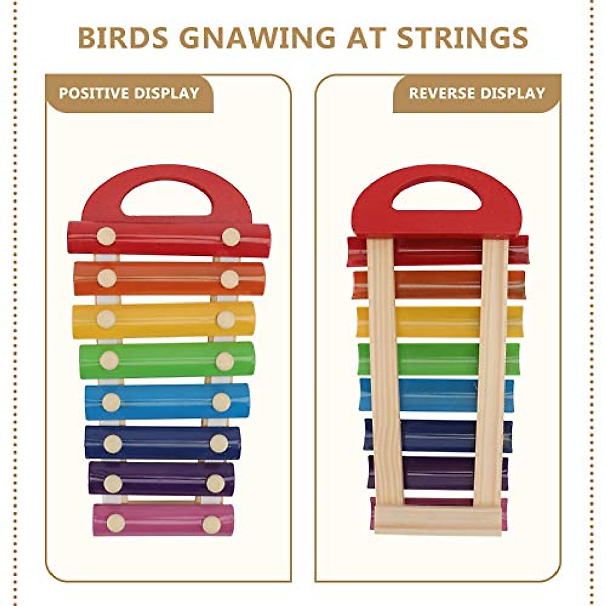 Balacoo 1set Bird Xylophone Toy Parrot Hanging Wood Music Toys Chicken Coop Pecking Toy Parrot Parakeets Molar Tearing Toys for Parrots Parakeets