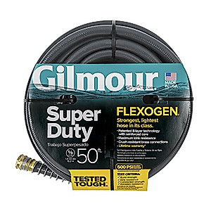 Gilmour 874501-1001 Flexogen Super Duty Garden Hose Gray 5/8 inch x 50 feet, Gray,Green