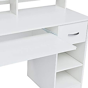 ROCKPOINT Axess White Computer Keyboard Tray and Drawer Small Home Office Bedroom, Homework and School Studying Writing Desk for Student with Storage