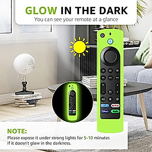 2 Pack Remote Covers Replacement Compatible with Toshiba and Insignia Fire TV Remote, Silicone Sleeve Case Glow in Dark for CTRC1US21 NS-RCFNA-21 Remote Cover (Glow Blue& Glow Green)