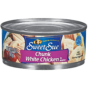 Sweet Sue Chunk White Chicken in Water, 5 oz Can (Pack of 24) - 11g Protein per Serving - Gluten Free, Keto Friendly - Great for Snack, Lunch or Dinner Recipes