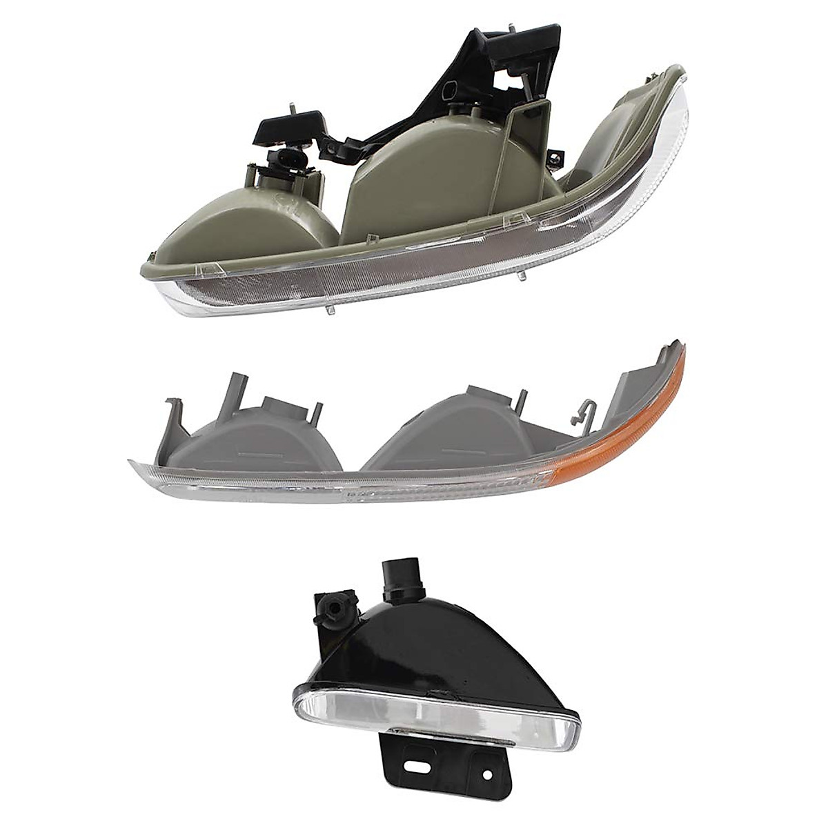 Brock Replacement 6 Pc Set Headlights Replacement Fog Lights & Side Signal Marker Lights Compatible with 1999-2002 Silverado Pickup Truck