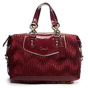 Coach Ashley Gathered Sateen Satchel - Bordeaux