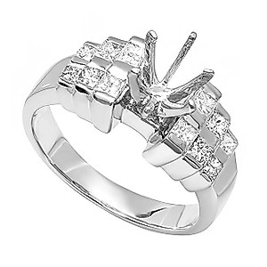 Dazzlingrock Collection Princess White Diamond Semi Mount Engagement Ring for Women (0.80 ctw, Color I-J, Clarity I1-I2) in 14K White Gold Size 7