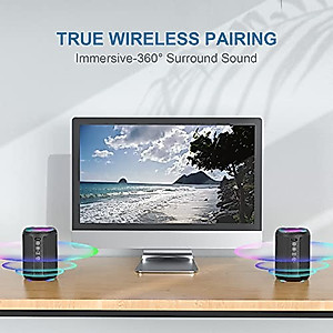 Ortizan Bluetooth Speakers, Portable Wireless Speaker with 10W Rich Stereo Sound, Deep Bass, IPX6 Waterproof Shower Mini Speaker with Light Show, 15H Playtime, Dual Pairing for Home, Party, Camping