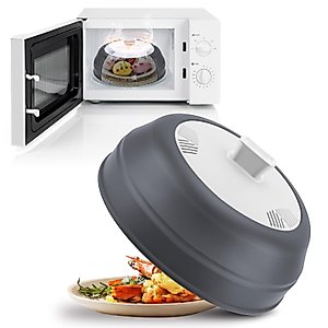 Maywe Tanso Collapsible Microwave Cover for Food,Large 11" Microwave Splatter Cover Silicone Splatter Guard Lid for 6-11 inch Plate Dish Bowl,Dishwasher Safe|Heavy Duty|BPA Free