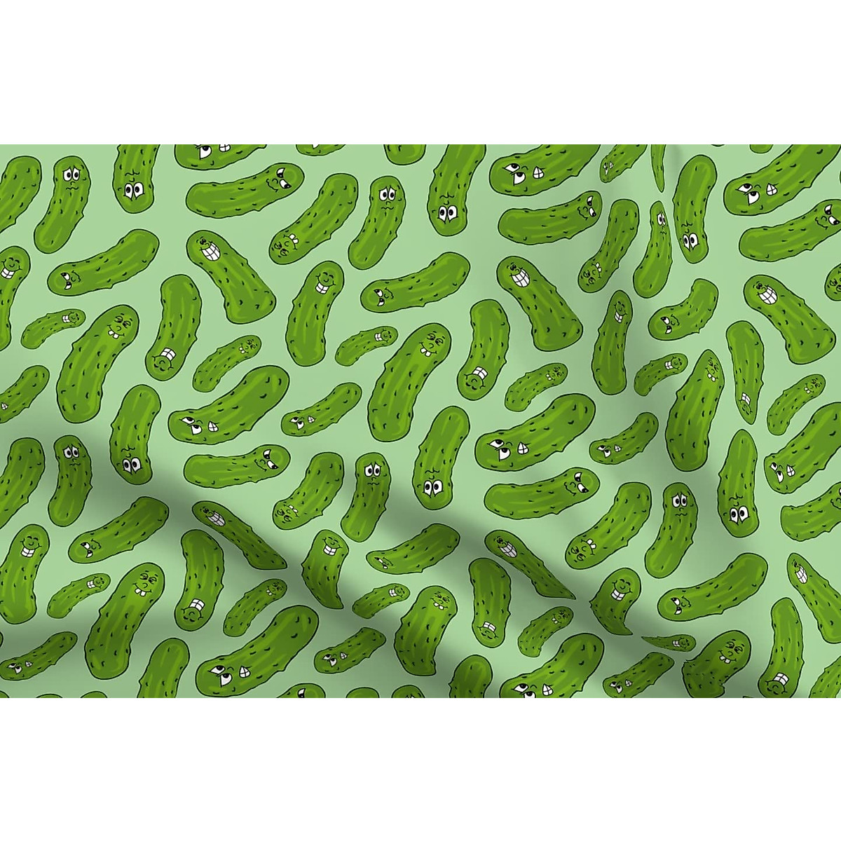 Spoonflower Fabric - Pretty Pickles Pickled Cucumbers Jars Faces Printed on Petal Signature Cotton Fabric Fat Quarter - Sewing Quilting Apparel Crafts Decor