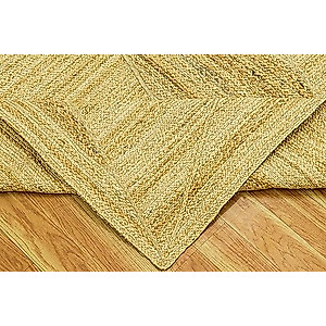 CASAVANI Collection Rectangular Area Rug - 4x6 Ft' Beige Braided Jute Rug Geometric Kilim Rug Indoor Outdoor Use Carpet Flatweave Rugs for Bedroom Dining Room Living Room