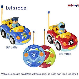 Haktoys Remote Control Cars Set of 2 Vehicles: RC Radio Control Toys for Toddlers Kids Boys and Girls - Two Pack with Different Frequencies for Simultaneous Play