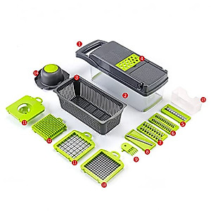 Vegetable Chopper Onion Chopper，Cambom Veggie Chopper with 8 Blades Multifunctional 13 in 1 Food Chopper Kitchen Gadgets Vegetable Slicer Dicer Cutter Carrot and Garlic Chopper With Container