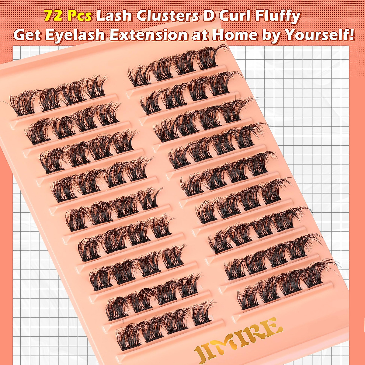Lash Clusters Wispy DIY Eyelash Extension Individual Lashes 7-15MM D Curl Fluffy Cat Eye Lash Clusters Extension 9 Pairs 72Pcs Self Application at Home by JIMIRE
