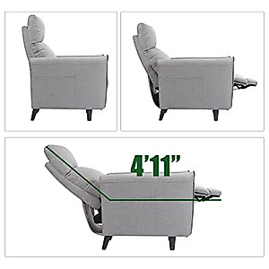 olimix Push-Back Recliner Living Room Chair Recliner Chair Fabric Small Recliner Single Sofa Home Theater Chairs Reclining Chair Padded Seat Backrest for Adults, Recliner Sofa 19.7” Seat Width (Grey)