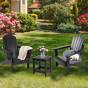 LZRS Adirondack Square Outdoor Side Table, Pool Composite Patio Table,HDPE End Tables for Backyard,Pool, Indoor Companion, Easy Maintenance & Weather Resistant(Black)