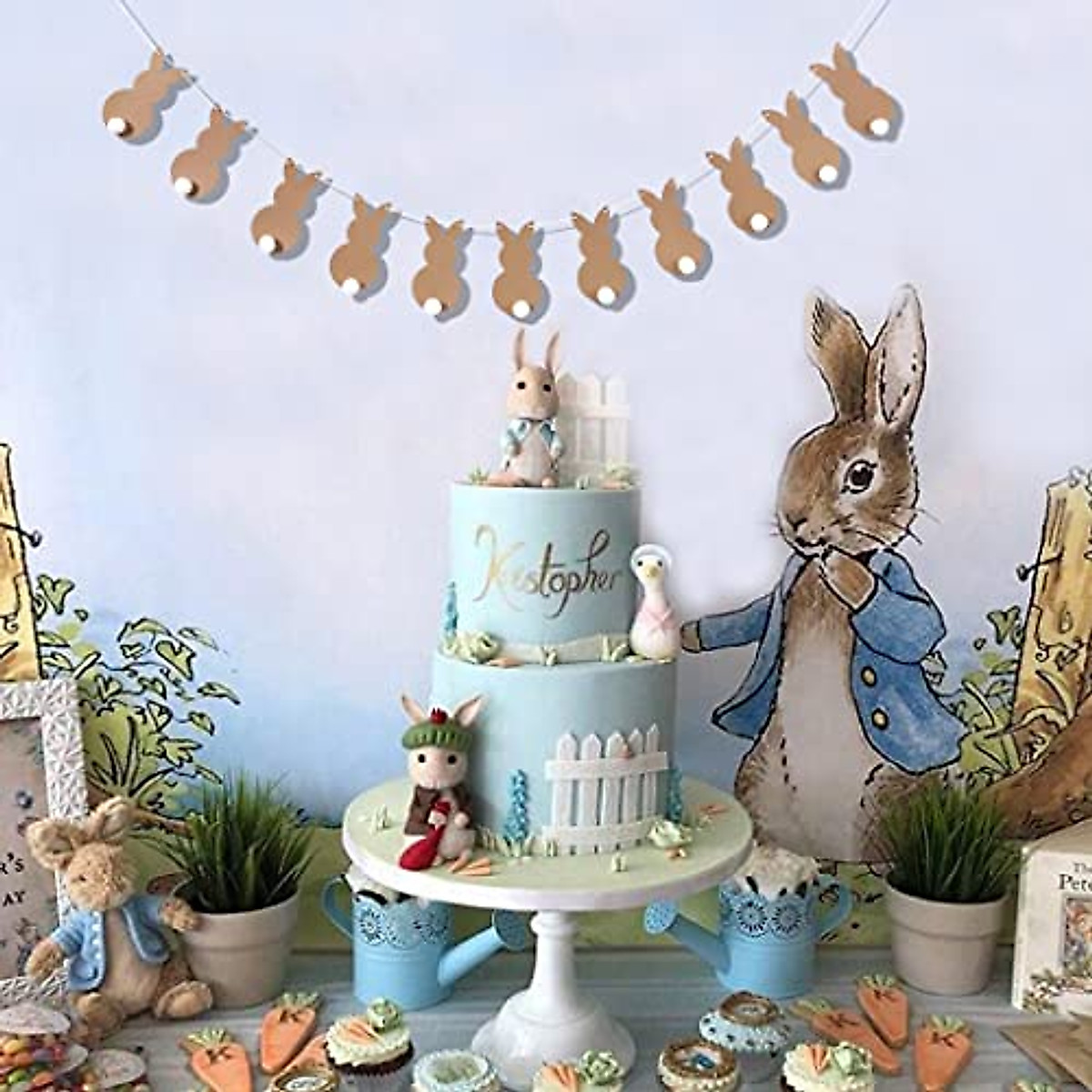 Bunny Banner - Happy Easter Banner,easter Birthday Party Decorations,easter Bunny Hanging Wreath, Happy Easter Home Decoration for Mantels