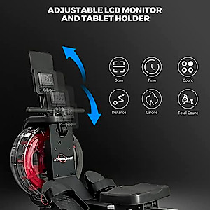 ETONSUNNY Water Rowing Machine with Bluetooth, 330Lbs Weight Capacity Vertical Tank Rowing Machines for Home Use Water Rower with Digital Monitor Tablet Holder (ET707)