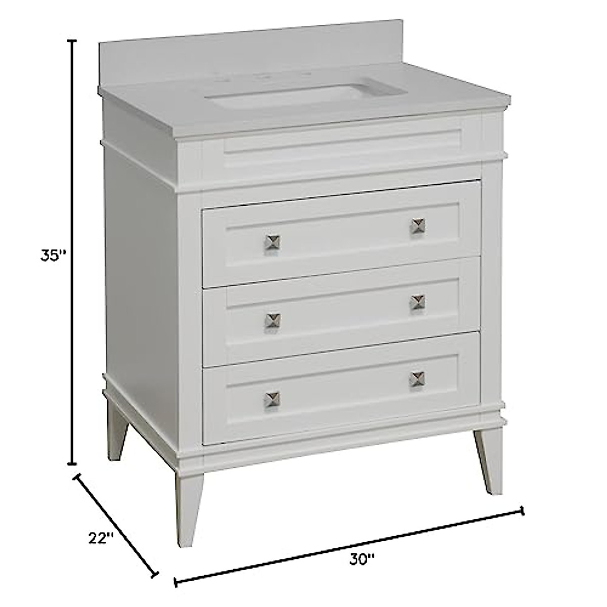 Eleanor 30-inch Bathroom Vanity (Quartz/White): Includes White Cabinet with Stunning Quartz Countertop and White Ceramic Sink