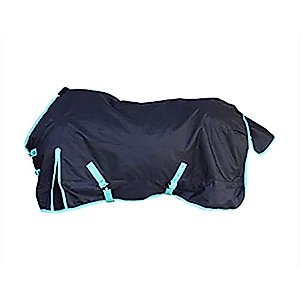 Tech Equestrian 1200 Denier Horse RAIN Sheet (Waterproof/Breathable & Wind Proof Turnout Sheet) Horse Breathable RAINSHEET (Black-Turquoise, 72)