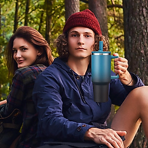 BENZZO Tumbler with Lid and Straw - 100% Leakproof Flip Straw Travel Mug 40 oz, Reusable Insulated Tumblers Stainless Steel for Hot and Cold, Gifts for Women & Men,Car Cup Holder Friendly