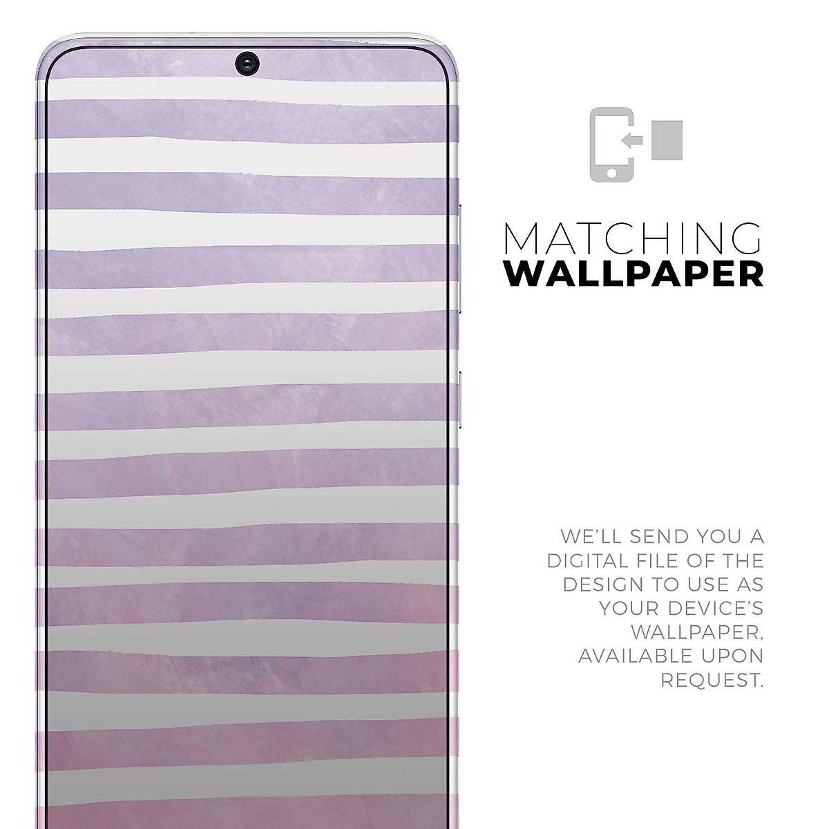 DesignSkinz Purple Watercolor Ombre Stripes Protective Vinyl Decal Wrap Skin Cover Compatible with The Samsung Galaxy S20 (Screen Trim & Back Glass Skin)