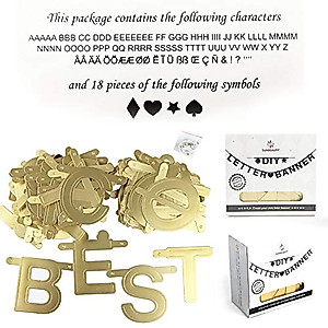 Paper Jazz Gold Custom Banner and Sign for Parties Happy Birthday Welcome Home Party Decoration 124 Pieces DIY Letters for Wedding Baby Shower Photo Props Window Decoration…