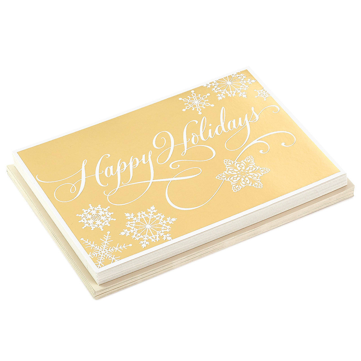 Hallmark Boxed Holiday Cards, Gold Happy Holidays (16 Cards and 17 Envelopes)