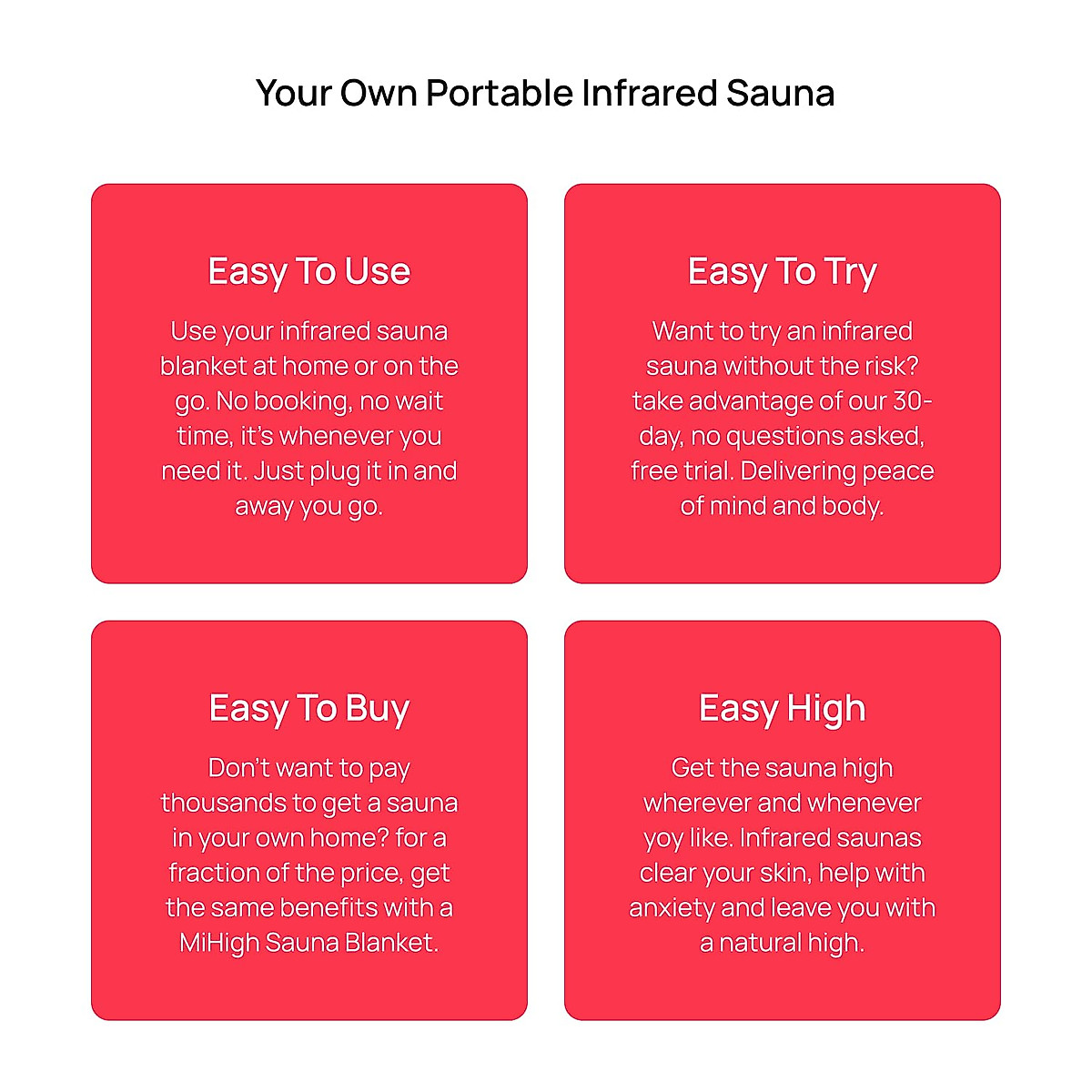 MiHIGH - Infrared Portable Sauna Blanket for Exercise Recovery, Detoxification and General Wellbeing, Used by Elite Athletes, Suitable for All