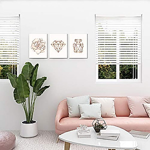 SUMGAR Fashion Wall Art Pink Wall Decor for Girls Bedroom Nursery Bathroom,Rose Gold Flower Pictures Modern Canvas Paintings Framed Artwork Cute Mothers Day Gifts for Mom,12x16 inch 3 Panel