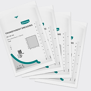 Dimora Transparent Film Dressing 50 Packs, Waterproof Adhesive Clear Bandages 4 in x 5 in, Wound Cover for IV Shield, Tattoo Aftercare Bandage(FSA/HSA Approved))