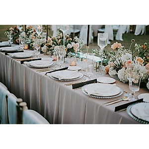 Ms Lovely Clear Glass Charger 12.6 Inch Dinner Plate With Beaded Rim - Set of 4 - Gold