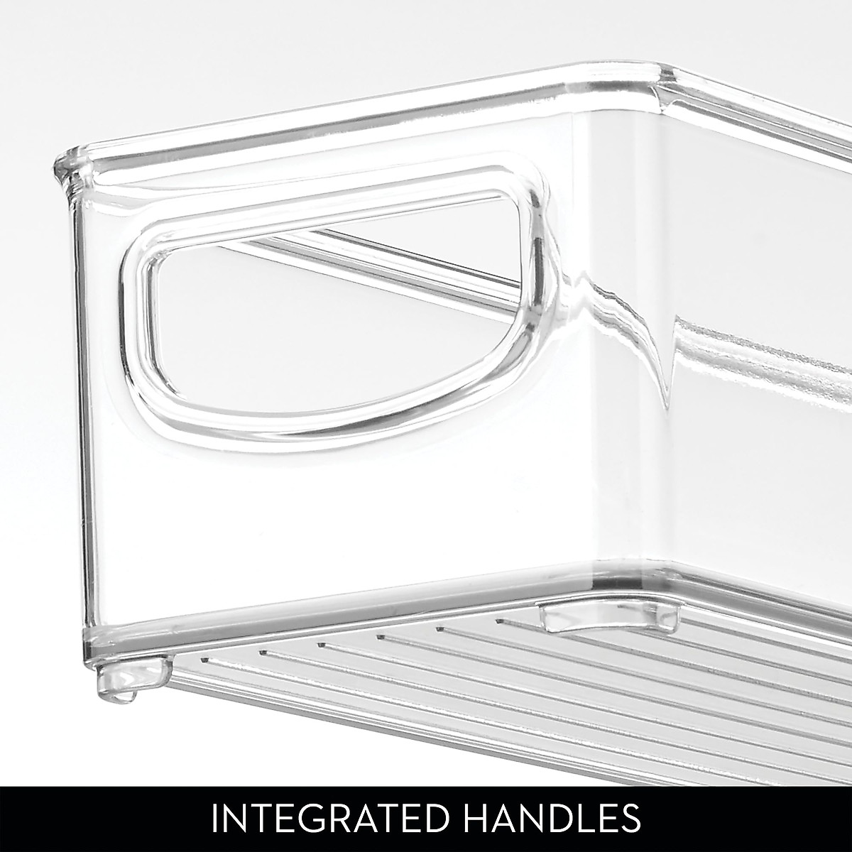 iDesign Fridge Plastic Storage Organizer Bin with Handles, Clear Container for Food, Drinks, Produce, Pantry Organization, 16" x 4" x 3", Clear