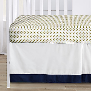 Navy Blue, Gold, and White Patchwork Big Bear Boy Baby Crib Bedding Set by Sweet Jojo Designs - 4 Pieces