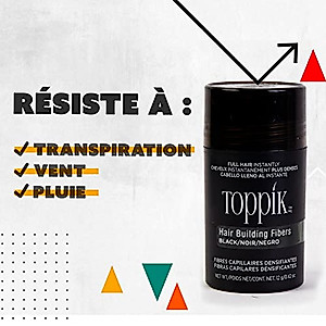 Toppik Hair Building Fibers, Black, 27.5g | Fill In Fine or Thinning Hair | Instantly Thicker, Fuller Looking Hair | 9 Shades for Men & Women