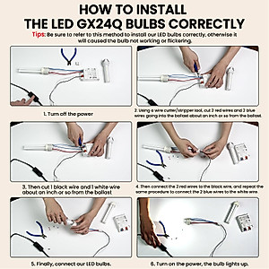 Lustaled Gx24q/G24q 4-Pin Base Light Bulbs, 12W Gx24 LED PL Recessed Lights, Daylight 6000K 26W CFL Replacement for Ceiling Light Downlight Wall Sconce, 4-Pack (Remove/Bypass The Ballast)