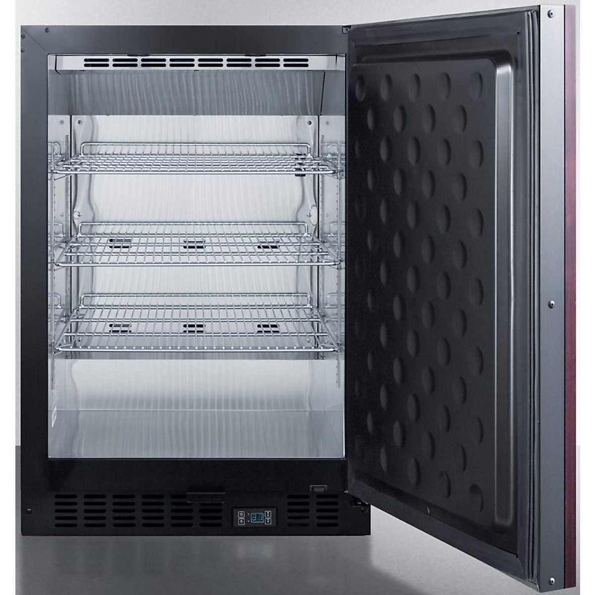 Summit Appliance SCR610BLSDIF Built-in Undercounter Commercial All-Refrigerator with Stainless Steel Interior, Auto Defrost, Panel-Ready Door, Digital Controls, Lock and Black Cabinet