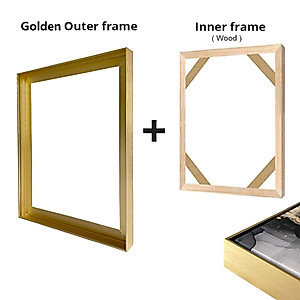 Large Abstract Luxury Entrance Painting Wall Art Picture Modern Golden Tree Deer Posters for Living Room Home Decoration 95x190cm/37x75inch With Golden Framed Ready to Hang