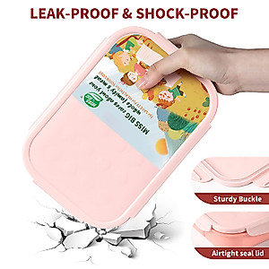 MISS BIG® Bento Box for Kids,Bento Box & Lunch Box,Leakproof, No BPAs/Chemical Dyes,M/W, D/W & Fridge Safe,1150ml Large Lunch Box for School, Picnic, Travel (Pink)