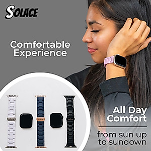 Solace Bands Lightweight Perma Watch Band - Compatible with Apple Watch Bands for Women and Men, iWatch Bands for 38mm 40mm 41mm 42mm 44mm 45mm 49mm Ultra, SE and Series 8 7 6 5 4 3 2 1 (Matte Solid)