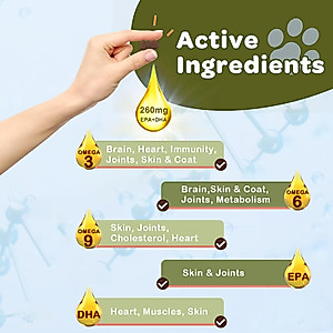 Omega 3 Fish Oil for Dogs - Dog Skin and Coat Supplement with EPA & DHA Fatty Acids for Dog Itch & Allergy Relief, Reduce Shedding, Shiny Coats, Joint Health, Omega 3 for Dogs Supplement - 180 Counts