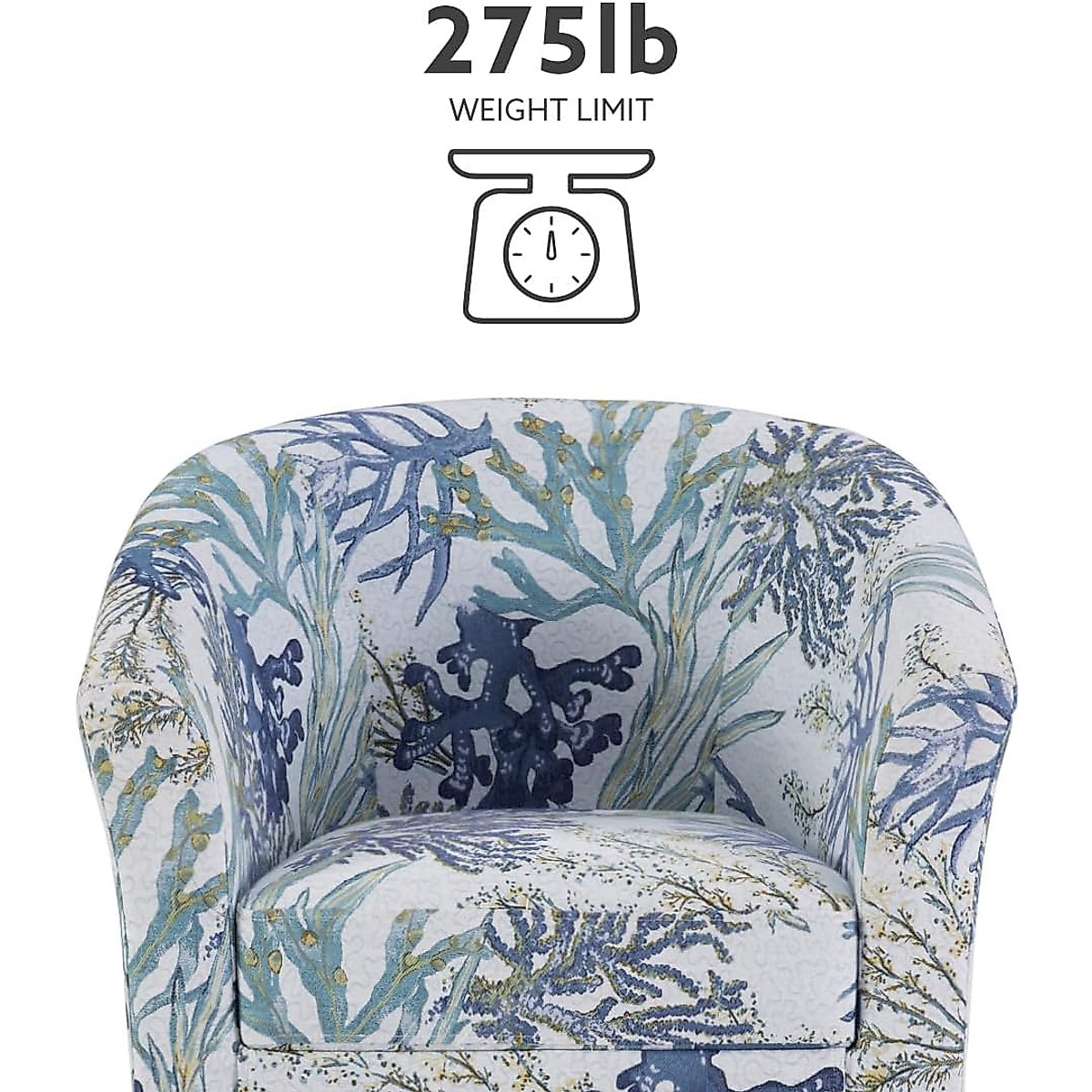 Linon Ivory and Blue Stephen Oceanside Upholstered Coastal Club Chair