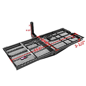 OKLEAD 500 Lbs Heavy Duty Hitch Mount Cargo Carrier 60" x 24" x 14.4" Folding Cargo Rack Rear Luggage Basket Fits 2" Receiver for Car SUV Camping Traveling