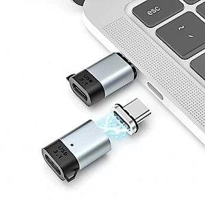 aucon USB C Magnetic Adapter 24 pin Straight 2 Pack PD 100W Fast Charging 10Gbs Data Transfer USB3.1