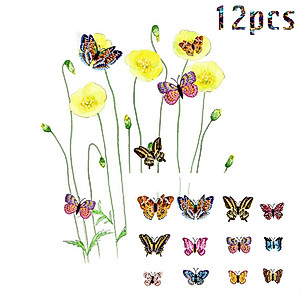 SHCHA 12 PCS Butterfly Wall Decals with Luminous Function, 3D Butterflies Removable Mural Stickers Wall Stickers Art Decal Home Decals Stickers Magnetic PVC Room&Garden Decor DIY Stickers