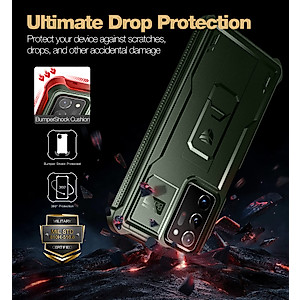 Dexnor for Samsung Galaxy Note 20 Ultra 5G Case, [Built in Screen Protector and Kickstand] Heavy Duty Military Grade Protection Shockproof Protective Cover for Samsung Galaxy Note 20 Ultra, Army Green